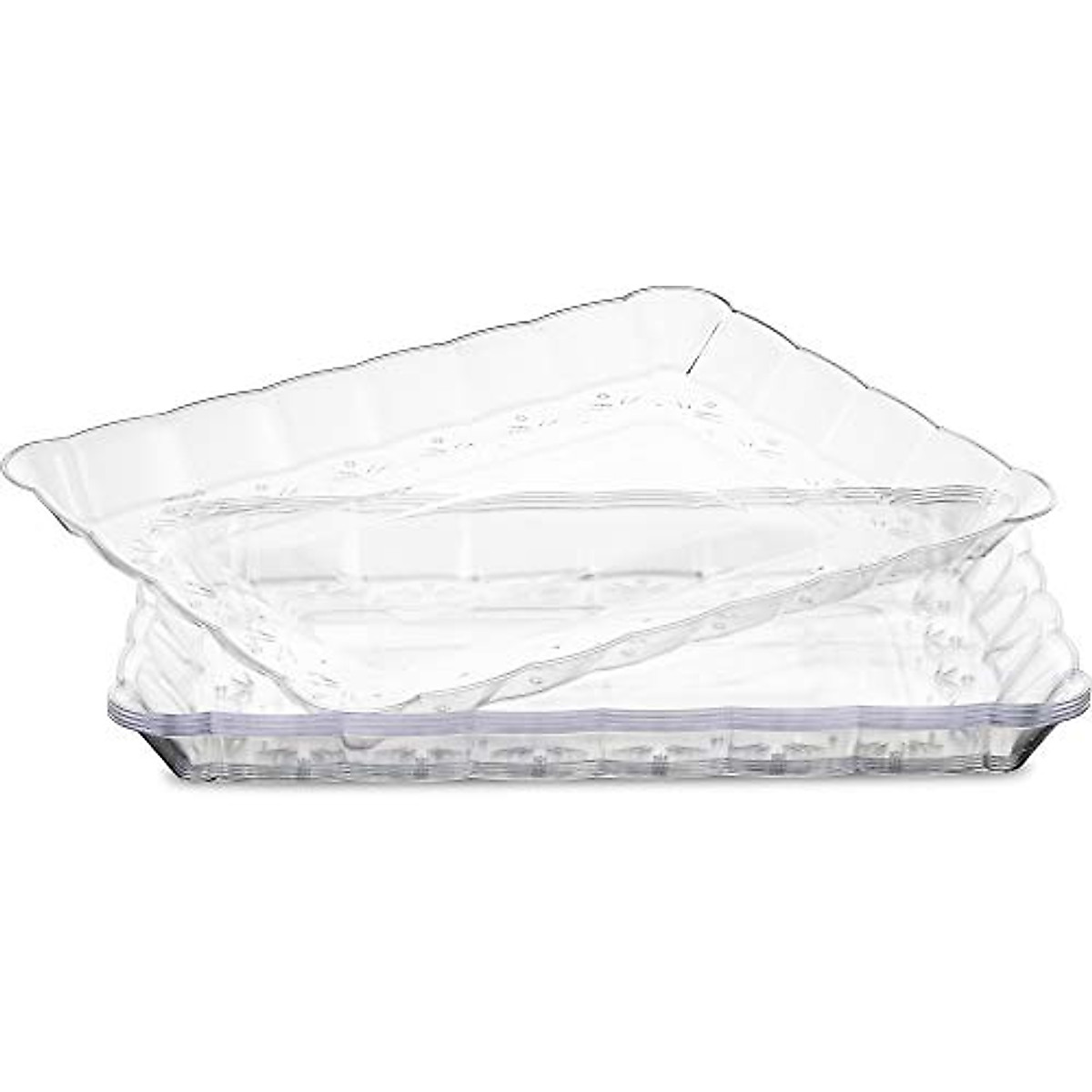 Plasticpro Plastic Serving Trays - Serving Platters Rectangle 9X13 Disposable Party Dish Crystal Clear Pack of 4