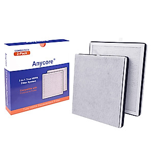 Anycore For Purezone Filter Replacement Compatible with Pure Enrichment PureZone Air Purifier PEAIRPLG #PEAIRFIL, 3-in-1 H13 Grade True HEPA, 2-Pack