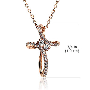 A+O Crystal Cross Necklace for Women in Rose Gold