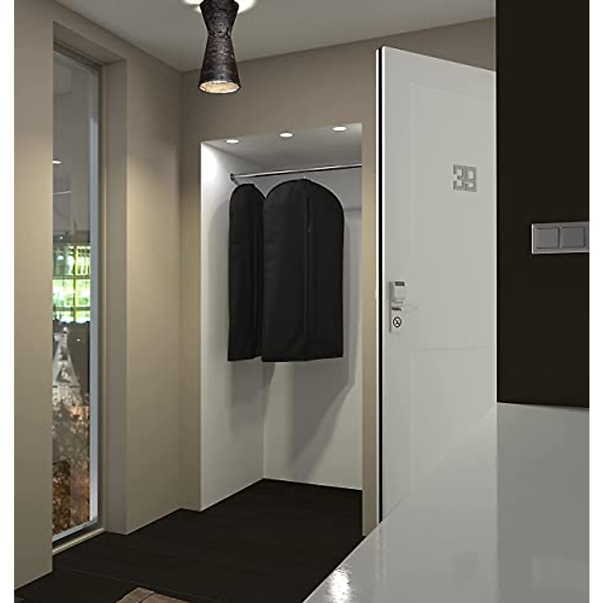 Suit Covers,5Pcs Garment Bag,Suit Bags for men,Garment Covers,48inch Clothes Cover Set for Storage&Travel,Garment Bags for Hanging Clothes with Carry Handles for Suits Tuxedos Dresses Coats