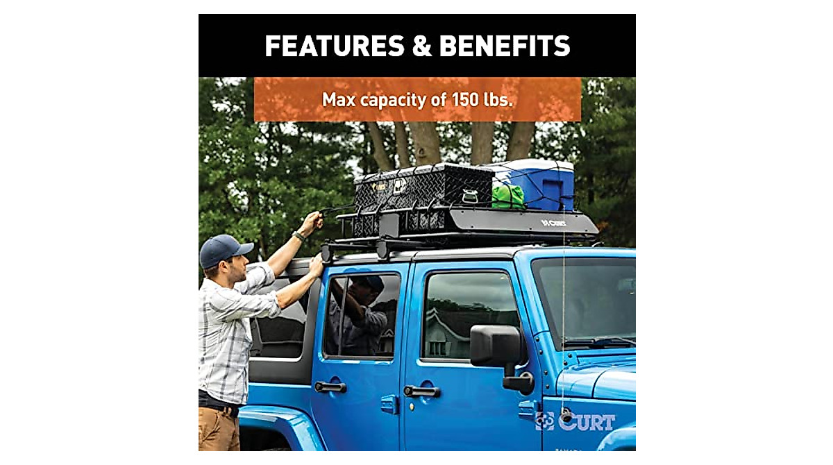 CURT Black Steel Roof Rack for Jeep Wrangler JL & Gladiator