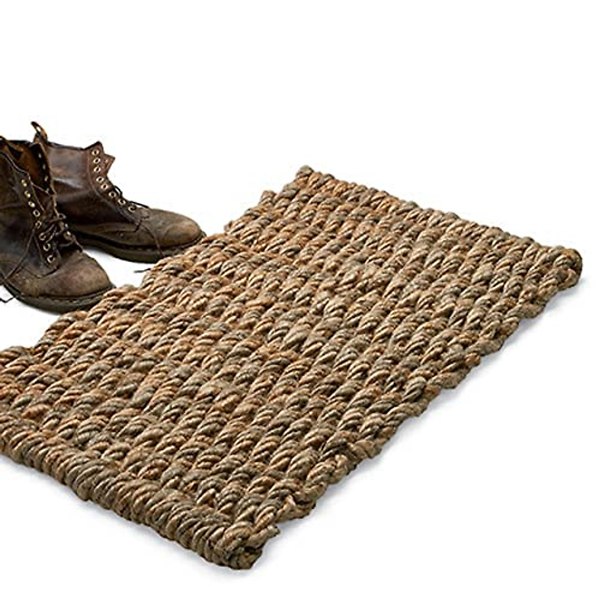 Kings County Tools Jute Rug | Woven Door Mat | Natural Fiber Jute Entry Rug | Reversible Indoor & Outdoor Doormat | Hand Braided | Safe for Decking | Soft & Durable Burlap Rag Rug Runner | 30" x 17"