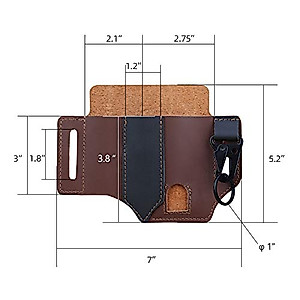 Kosibate EDC Leather Sheath, Multitool Sheath Belt Organizer Pocket for Knife/Flashlight/Tactical Pen/Tools(Brown)