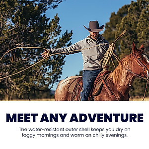 RTIC Mens Water-Repellent Zip Up Hoodie, Long Sleeve Hooded Zip Sweatshirt Jacket Water Resistant Outdoor Clothing, Granite, XL