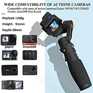 hohem iSteady Pro 4 3-Axis Gimbal Stabilizer for Gopro 11/10/9 8/7/6/5, for Osmo Action and Other Action Cameras - Support Bluetooth & Cable Control,IPX4 Splash Proof with Tripod