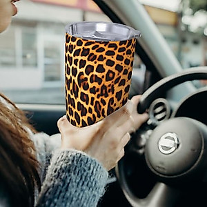 WXZYFP Car cup (single silver rim), can use a straw or drink directly, easy to use.Stripes on leopards