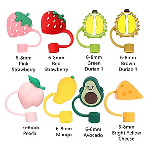 Beyonday Cute Silicone Straw Plug, Reusable Drinking Dust Caps, Cartoon Plugs Cover, Splash Proof Straw Tips, Cup Straw Accessories (Peach)