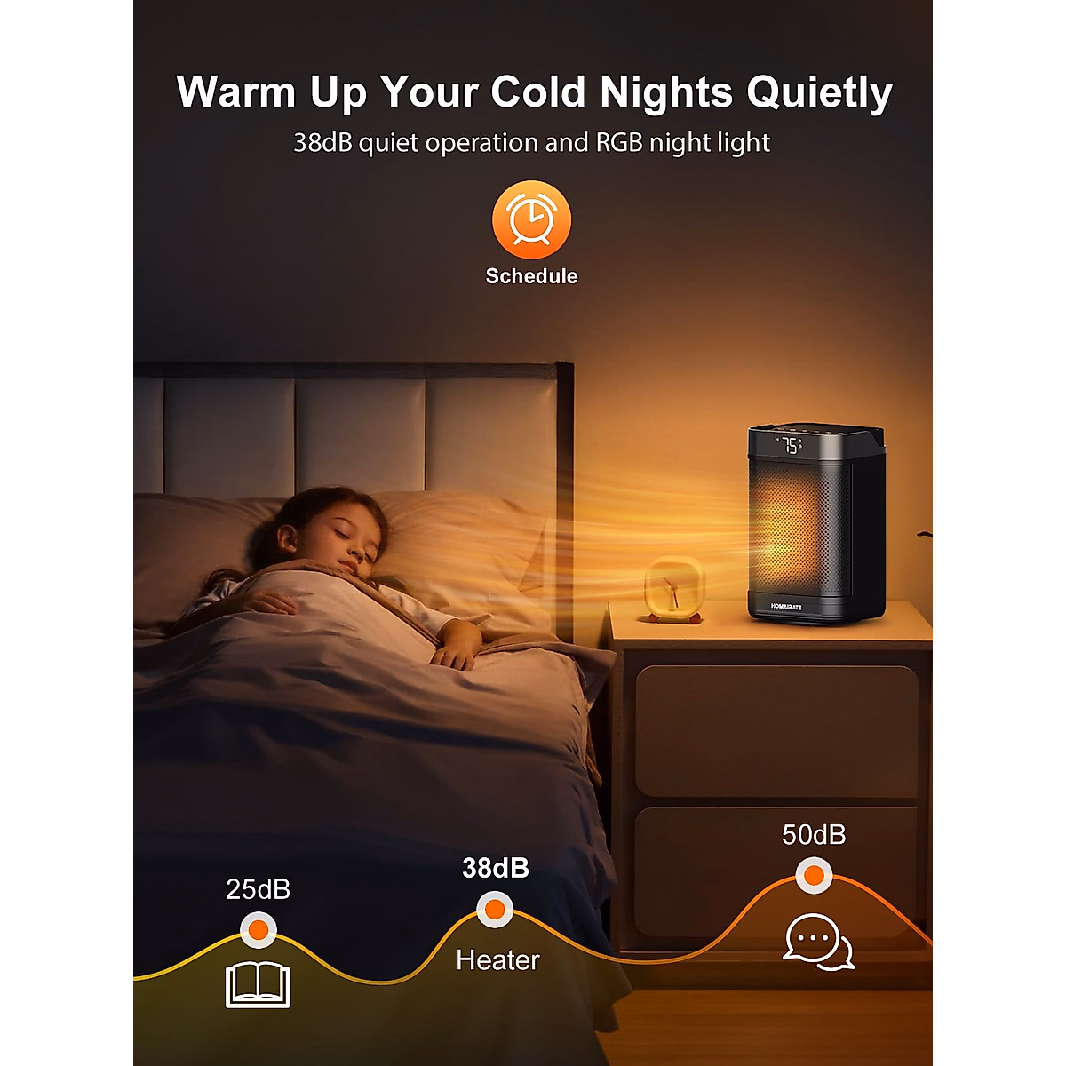 Homairate Small Space Heater, Portable Electric Heater with Remote,Thermostat, 4 Modes,70° Oscillation, 12H Timer, 1500W Fast Heating Ceramic Room for Home Bedroom, Office