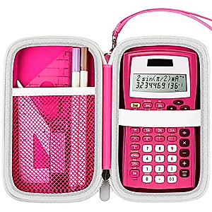 Case Only Compatible with Texas Instruments TI-30XIIS Scientific Calculator, Travel Office Calculators Storage Holder Bag with Extra Mesh Pocket for Pens, USB Cables and Accessories (Bag Only) - Red