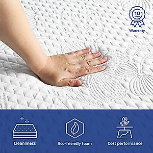 Olee Sleep 10 Inch Ventilated Gel Infused Memory Foam Mattress, CertiPUR-US® Certified, Blue, Queen