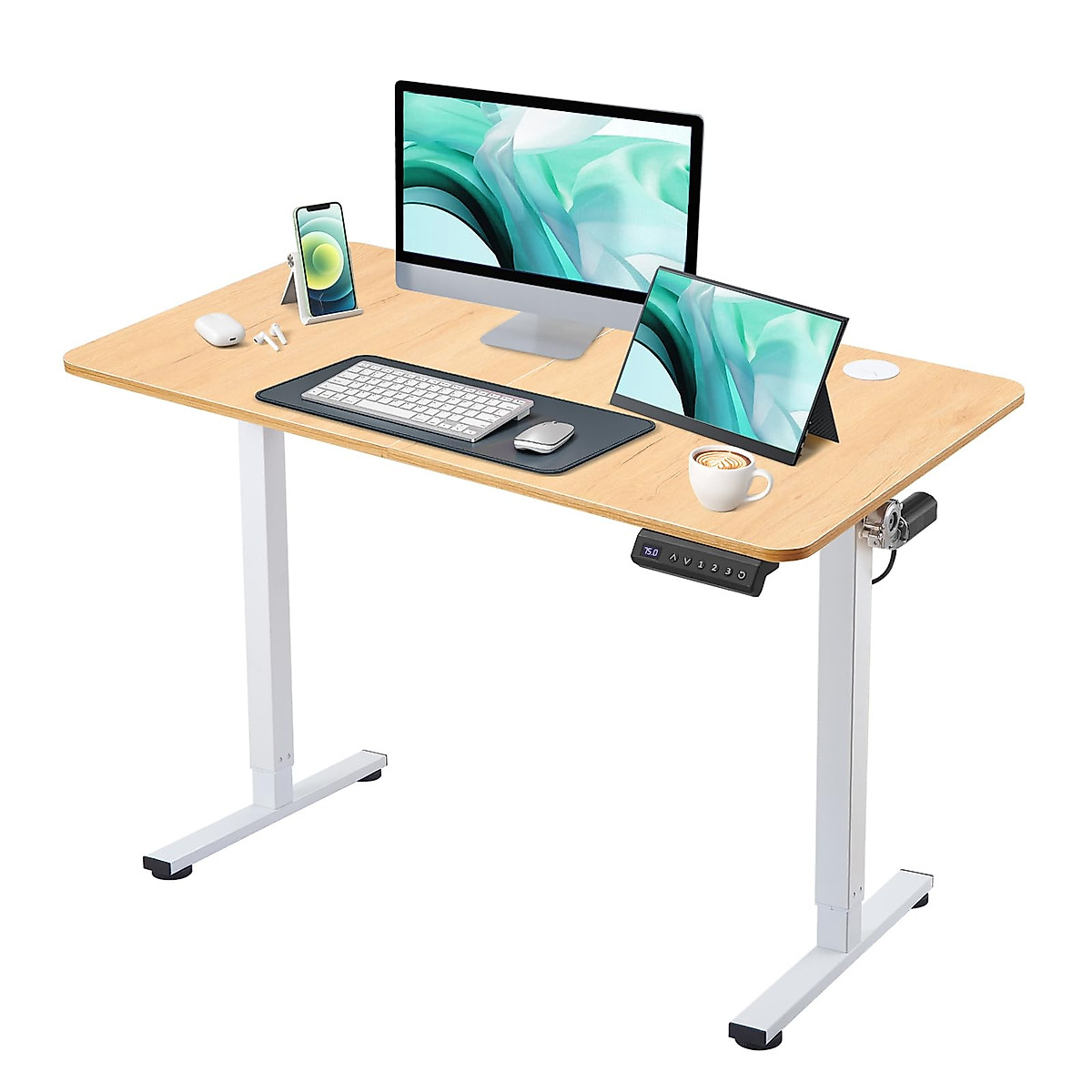 Electric Standing Desk Adjustable Height Computer Desk Standing Desk Adjustable Height Electric Standing Desk Adjustable Height with Memory Height Setting Quiet Lifting 42.5’’x 23.6’’ Thick 0.59’’