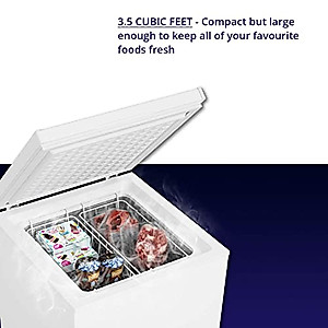 Northair Chest Freezer - 3.5 Cu Ft with 2 Removable Baskets - Reach In Freezer Chest - Quiet Compact Freezer - 7 Temperature Settings - White