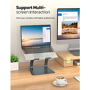 Nulaxy Adjustable Laptop Stand for Desk, Ergonomic Portable Laptop Stand Up to 10.6" with Heat-Vent, Laptop Riser Supports Upto 11Lbs, Compatible with MacBook Pro All Laptops 11-15.7"(Grey)