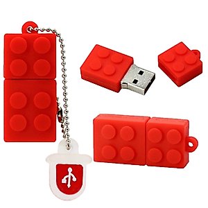 16GB USB Flash Drive - Red Pen Drive - Building Blocks USB Drive - Thumb Drive 16GB (Red)
