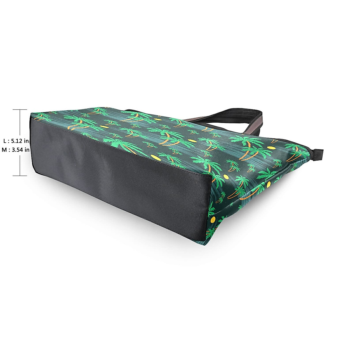 Women Tote Bag Zippered Shoulder Handbag Tropical Leaf Tote Purse with Pocket