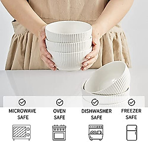 getstar Dessert Bowls, 4.5 in 10 oz Small Porcelain Bowl Set of 6, Microwave & Dishwasher Safe Ceramic Bowls for Ice Cream, Side Dishes, Snacks & Desserts, Set of 6 (White)