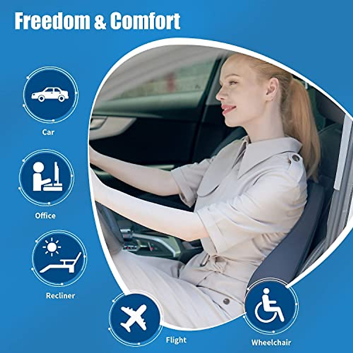 Okayday Ergonomic Lumbar Support Pillow for Office Chair Car Seat Orthopedic Memory Foam Back Cushion with Breathable Mesh Cover, Relieve Back Pain & Improve Posture, Spinal Alignment (Black)