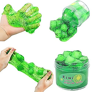 Fruit Slime Kit with Charms, 1 Pack 70ml Various Soft and Stretchy Crystal Mud Stress Relieve Sensory Toy Green Slime Toy