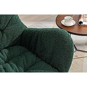INMOZATA Rocking Chair Nursery Teddy Fabric Upholstered Glider Rocker with High Backrest, Modern Rocking Accent Chair for Nursery/Living Room/Bedroom(Green-Teddy)