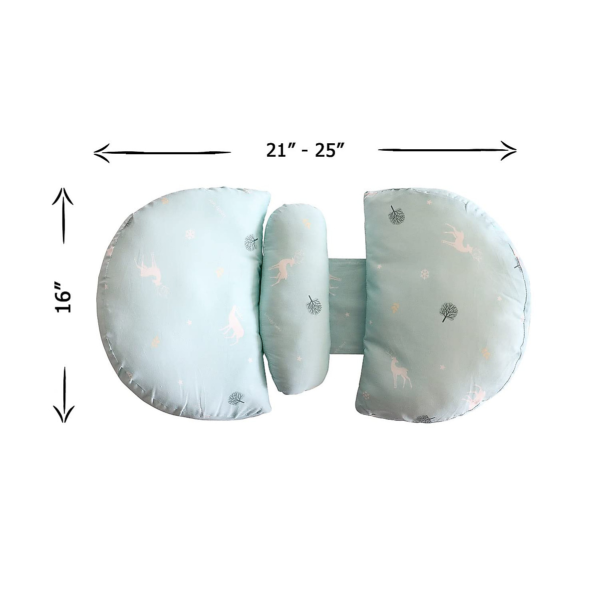 Lacomfy Pregnancy Pillow for Side Sleeper, Double Wedge Pillow for Maternity, Side Sleeping Pillow for Belly, Waist, Back Support, Detachable and Removable Outercase, Easy to Clean, Light Green