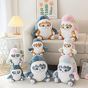 Shark Cat Plush Toy, Cute Fried Shrimp Shark Stuffed Animals Doll, Kawaii Shark Cat Plush Pillow Toy Birthday for Kids Boys Girls (21inch, Blue)