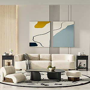 WTZ Nightstand, End Table, Bamboo Night Stand Bedside Table, Side Table with Drawer for Bedroom, Living Room, Lounge, Space Saving, Easy Assembly, NS-538 Black (1, Black)