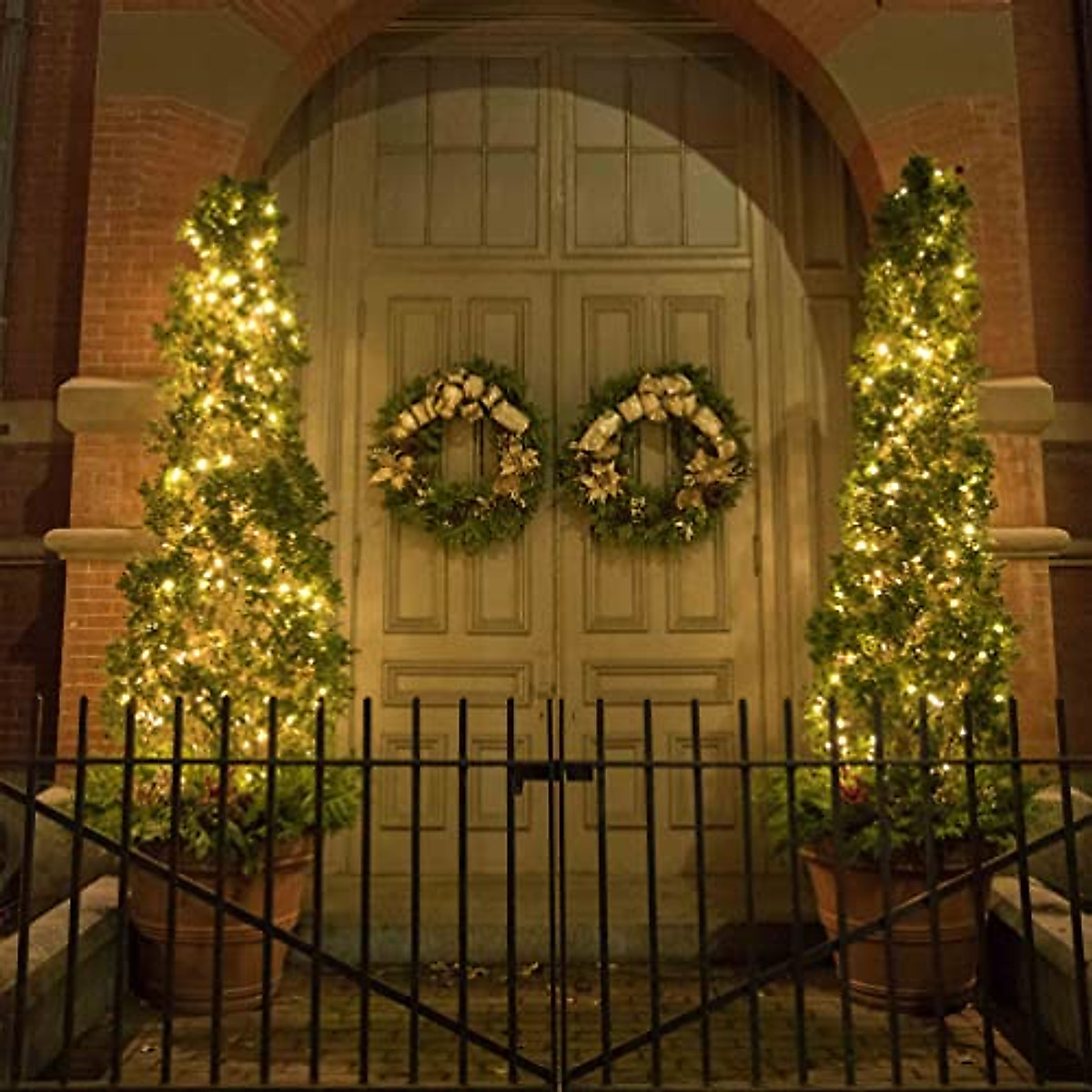 YEGUO Solar Fairy Lights Outdoor Waterproof, 4 Pack Total 132ft 400 LED Solar String Lights Warm White, 8 Modes Silver Wire Solar Twinkle Lights For Deck Camping Patio Garden Tree Yard Xmas Decoration