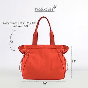 ODODOS 18L Side-Cinch Shopper Bags Lightweight Shoulder Bag Tote Handbag for Shopping Workout Beach Travel, Spicy Orange