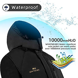 WHATWEARS Men's Winter Coats Waterproof Ski Jacket for Men Snow Coat Windproof Mountain Jackets with Hooded