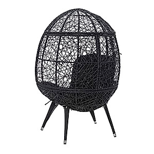 Linon Cloyd Metal Indoor Outdoor Round Chair in Black