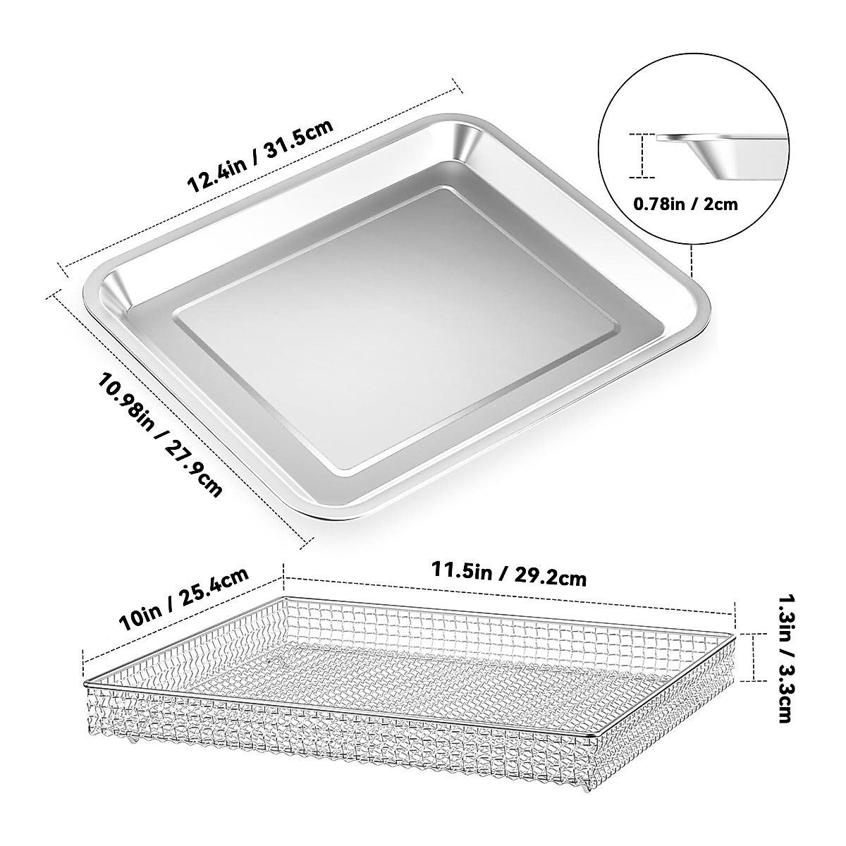 Stainless Steel Air Fryer Basket and Tray,Compatible with Cuisinart Airfryer TOA-060 and TOA-065