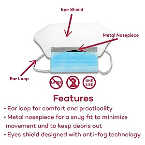 Dealmed Face Masks with Ear Loops and Eye Shield - 50 Count (Pack of 1) Disposable Face Masks Perfect for Hospitals, Medical Facilities, Food Services and More