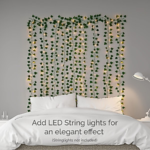 Elements Fake Ivy Garland, Poly Silk Ivy Wall decor with UV protection, Indoor Outdoor Décor for Living Room, Bedroom , Party, Wedding and Patio and Poolside, 79 Inch, 1680 Leaves, Green