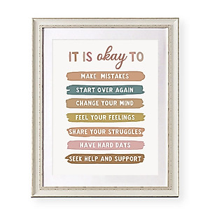 It's Okay To Make Mistakes, Boho Classroom Decor, Therapy Office Decor, Calm Corner, Anxiety, Classroom Wall Decor, School Counselor Office Decor, Be Yourself, Unframed (11x14 INCH)