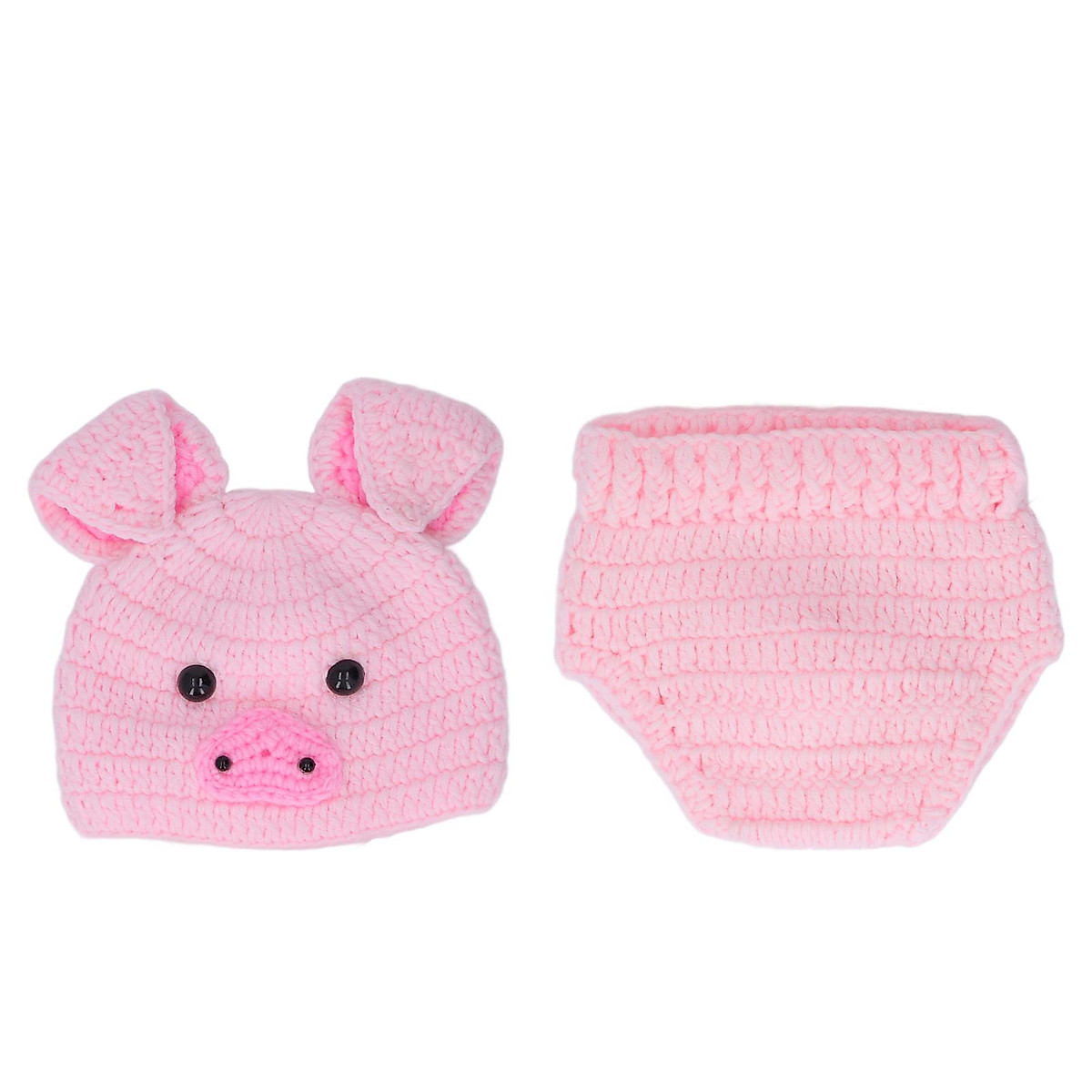 SUNGOOYUE Baby Cute Animal Photoshoot Clothes, Pig Shape Woolen Thread Baby Photography Props Outfit for Infants 0-3 Months (Pink)