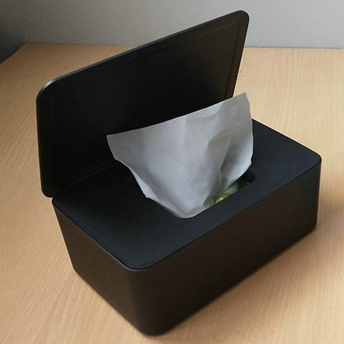 beerty Tissue Box Cover - Wet Wipes Dispenser Holder with Lid Black Dustproof Tissue Storage Box for Home Office Store