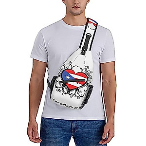 MANQINF Puerto Rico Flag Sling Bag,Multipurpose Crossbody Backpack Shoulder Chest Bag for Women Men Travel Hiking Daypack