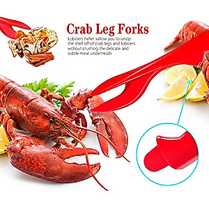 14-piece Seafood Tools Set includes 4 Crab Crackers, 4 Lobster Shell knife, 4 Crab Leg Forks, Seafood Scissors & Storage Bag - Nut Cracker Set