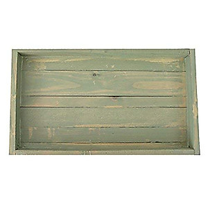 IGC Wood Display/Serving Tray - 16" x 12" - Sage Green Wash Distressed - Handmade Decorative Distressed Vintage Wooden Rustic Ottoman Cottage Tray Serving Tray