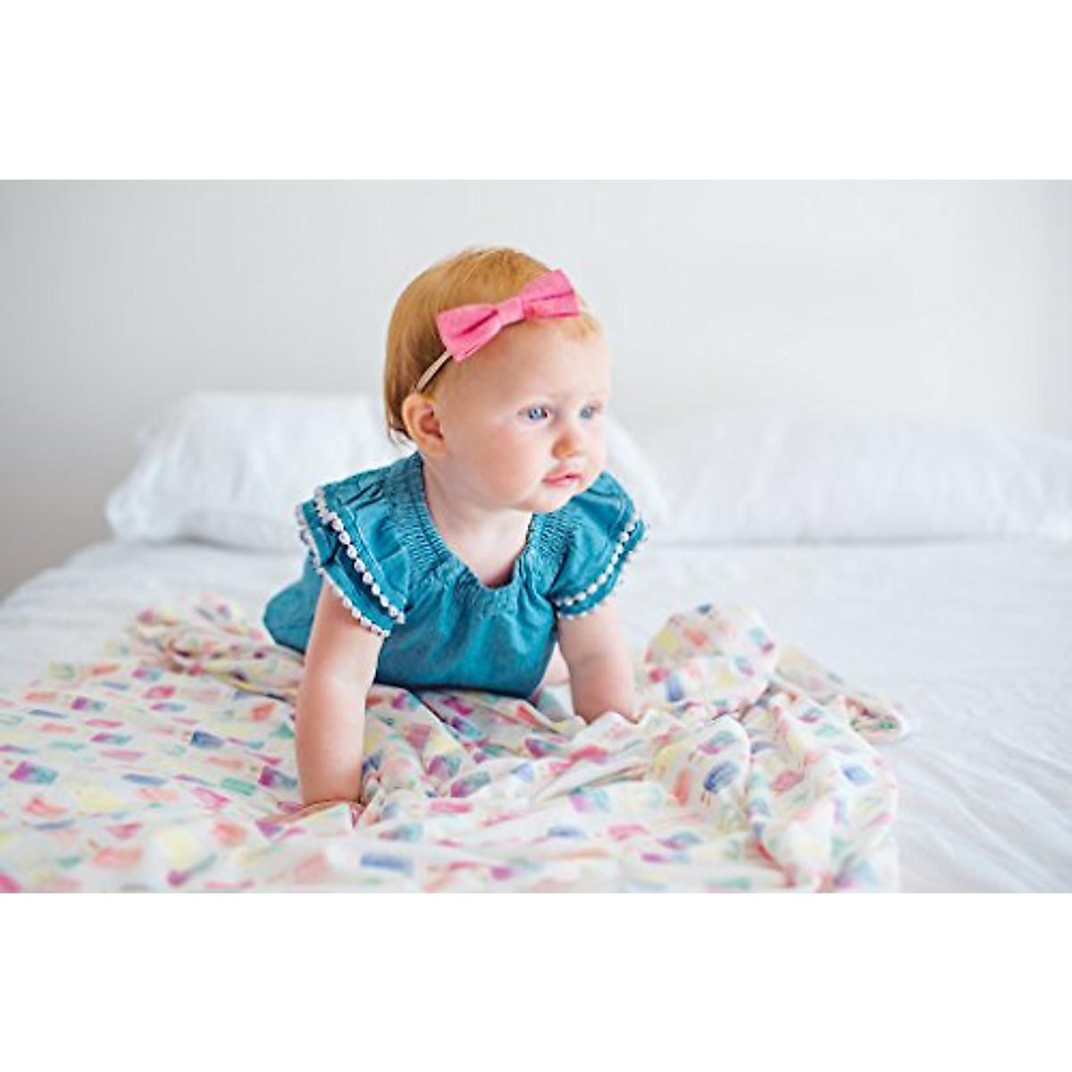 Large Premium Knit Baby Swaddle Receiving Blanket "Summer" by Copper Pearl