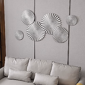 BOTAOYIYI Silver Wall Art Set Of 6, Silver Wall Decor, Metal Modern Accent Large Sunburst Hanging Decorations Above Bed For Home Office Bedroom Bathroom Or Living Room(L-15.7, M-11.8, S-7.9)