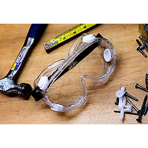 Protective Safety Goggles, Clear Lens & Anti Fog, Adjustable Head Belt Lightweight & Durable, 1 Pack