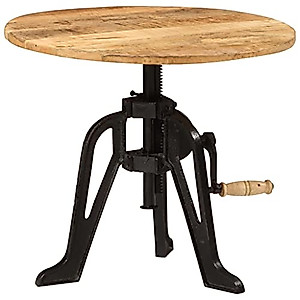 Modern end Table, Side Table, Decorative Table, Suitable for Living Room and Bedroom，Side Table 23.6" x(16.5"-24.4") Solid Wood Mango and Cast Iron