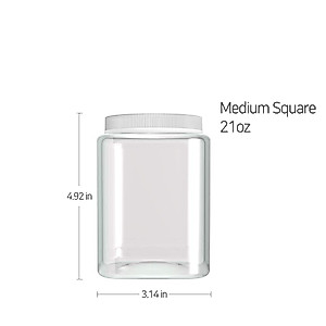 Silicook Clear Plastic Jar, Set of 3 - Square Shaped, Transparent, Food Storage Container, Kitchen & Household Organization for Dry goods, Spices, Vegetables, Ingredients and More (M)