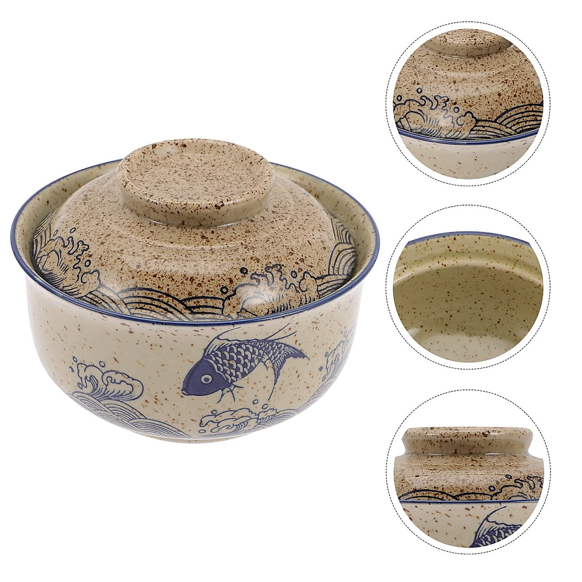 HANABASS Porcelain Pasta Bowls Ramen Bowl Japanese Noodle Bowls with Lid Large Ceramic Bowl with Lid and for Soup Rice Noodle and Porridge Microwave Oven Safety 6. 5inch Chinese Soup Bowl