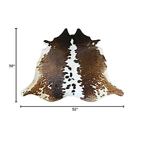 DECIMAL Cowhides 100% Genuine Cowhide Rug-Modern Style Skin Print Floor Carpet for Living Room,Bedroom,Kitchen-Washable Decor Mat,Home Decorations (Brown & White, 5X4 FT)