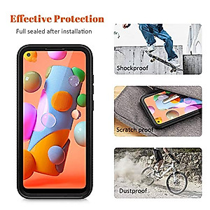 seacosmo Samsung A11 Case, Full Body Shockproof Cover [with Built-in Screen Protector] Slim Fit Protective Phone Case for Samsung Galaxy A11 – Black/Clear