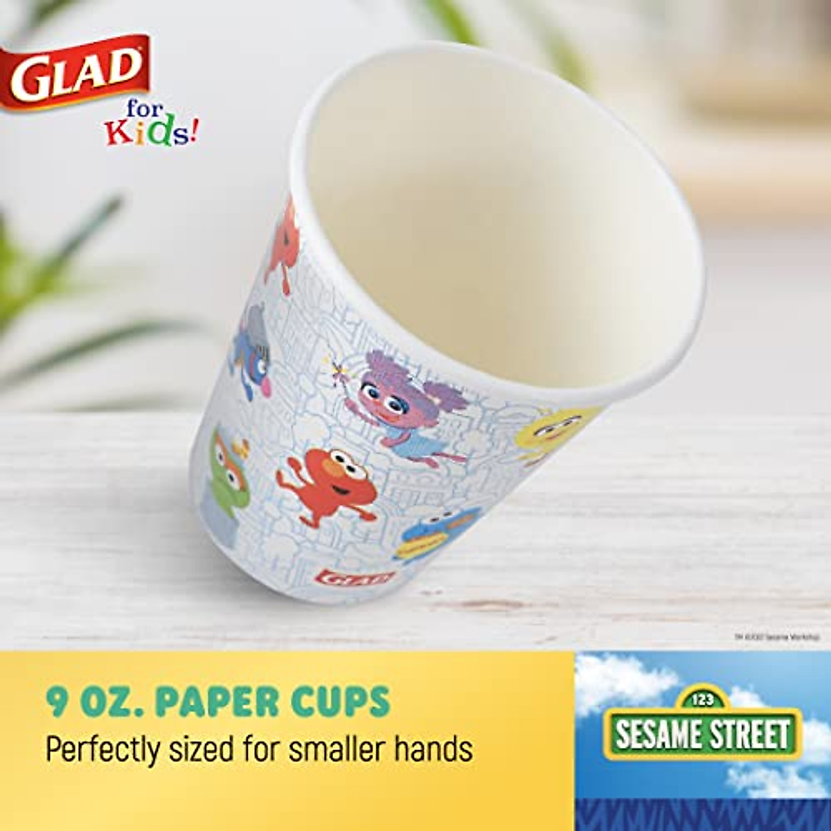 Glad for Kids Sesame Street Days Drinking Cups | Sesame Friends Kids Cups for Everyday Use, 9 oz 20 Ct