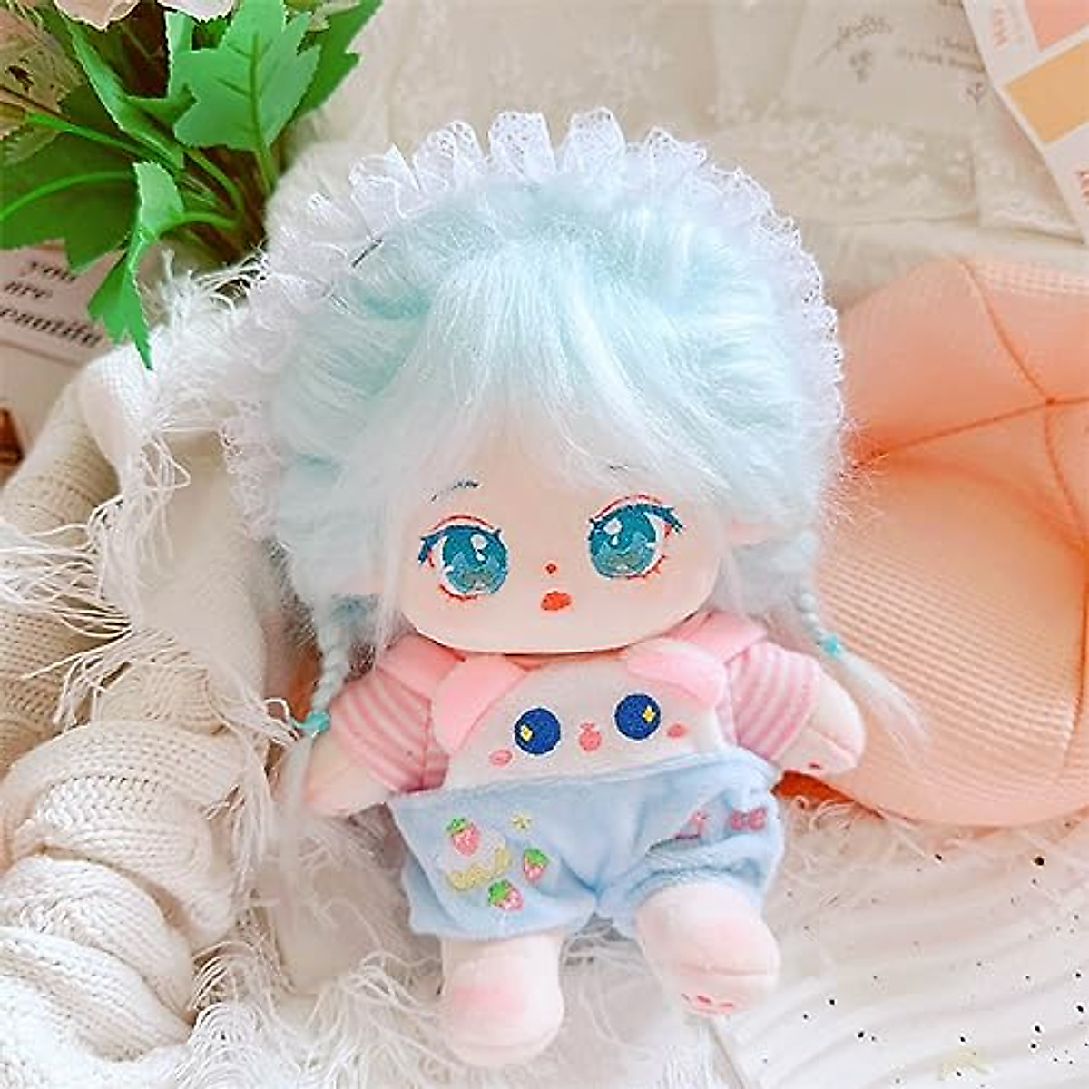 niannyyhouse 20cm Plush Doll Clothes T-Shirt Overalls Loose Strap Pants 8in Soft Stuffed Plush Toy Dress Up (A-1)