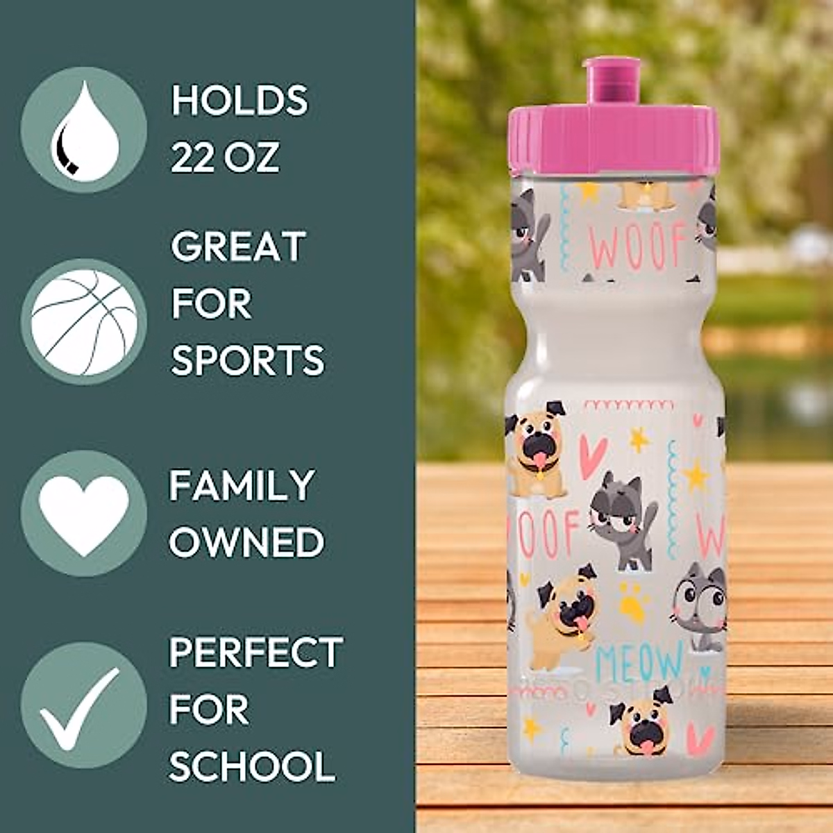 50 Strong Kids Water Bottle | 22 oz. BPA- Free Sports Squeeze Water Bottles with Pull Top Cap |Perfect Water Bottle for School | Reusable & Durable for Boys & Girls | Made in USA